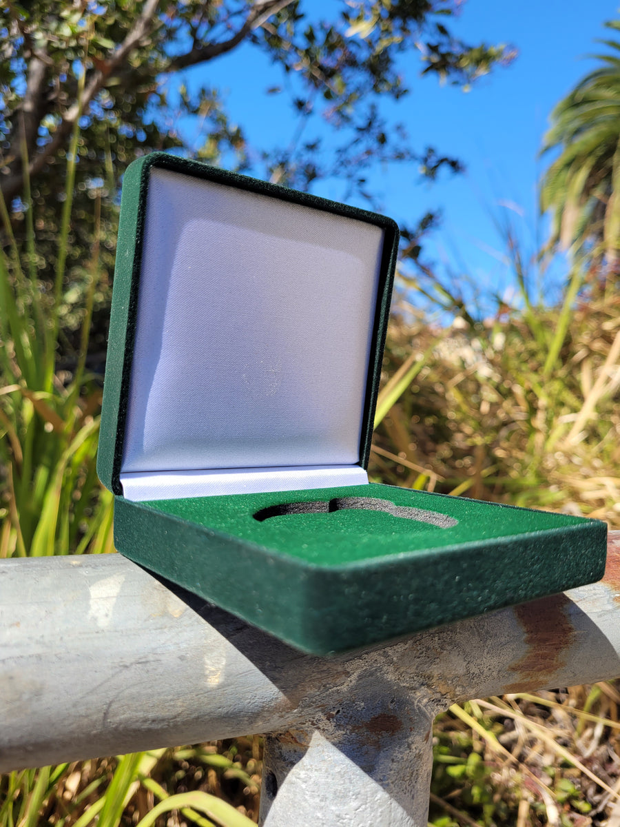 Green Velvet Display Box by Parkie Coins